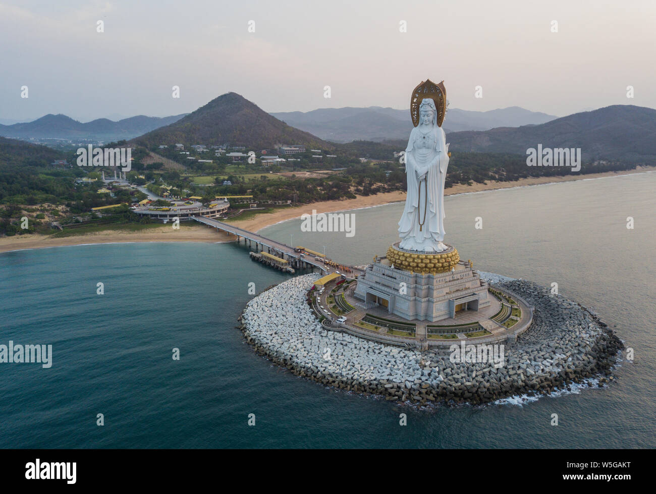 View of the Guanyin of Nanshan statue near the Nanshan Temple of Sanya ...