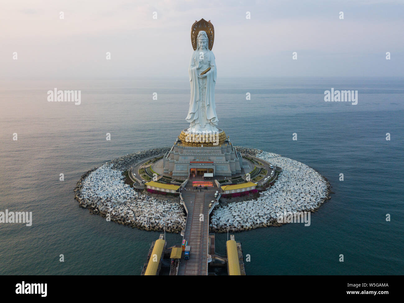 View of the Guanyin of Nanshan statue near the Nanshan Temple of Sanya ...