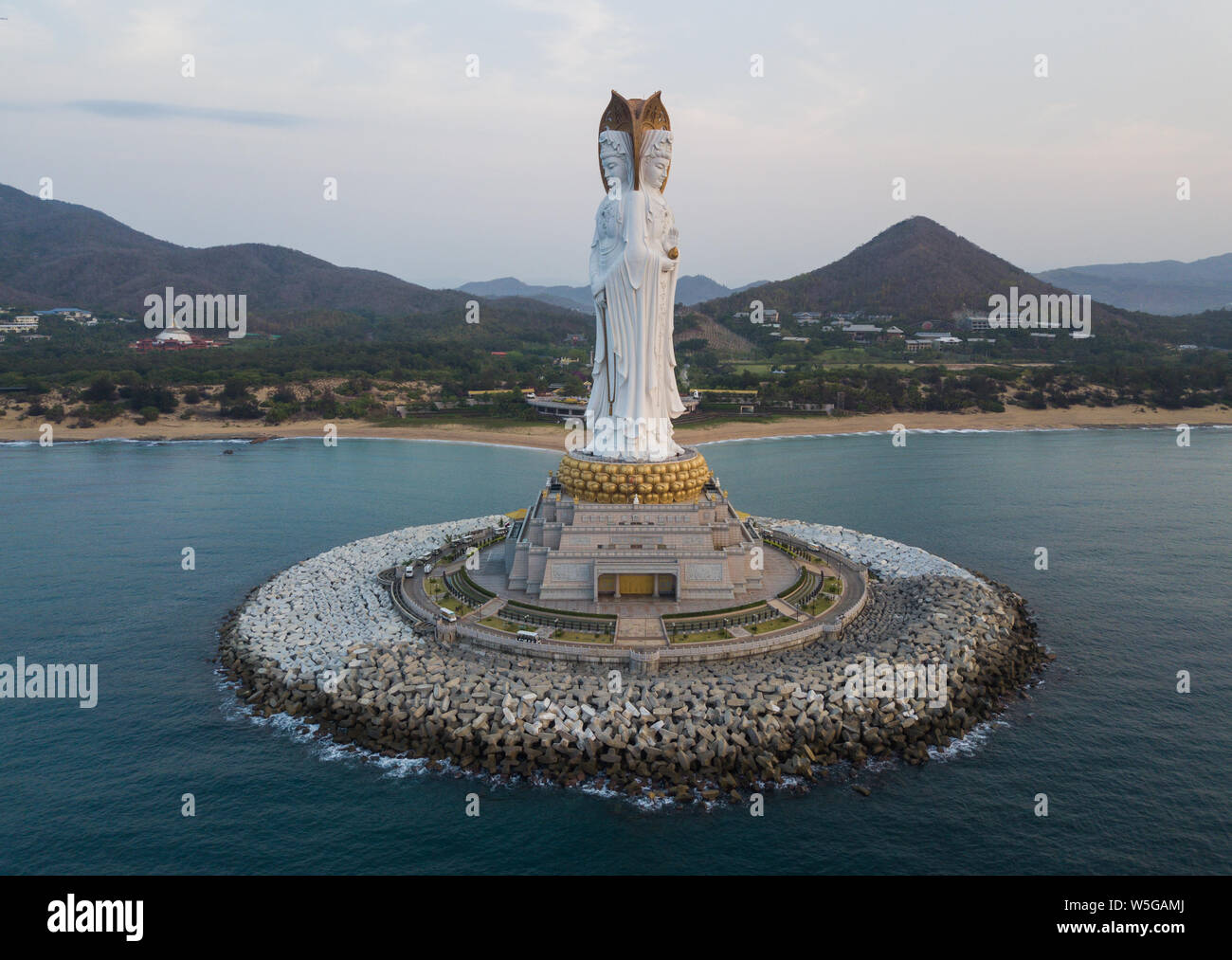 View of the Guanyin of Nanshan statue near the Nanshan Temple of Sanya ...