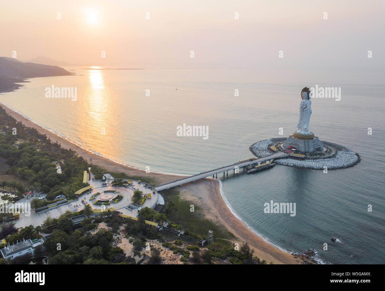 View of the Guanyin of Nanshan statue near the Nanshan Temple of Sanya ...