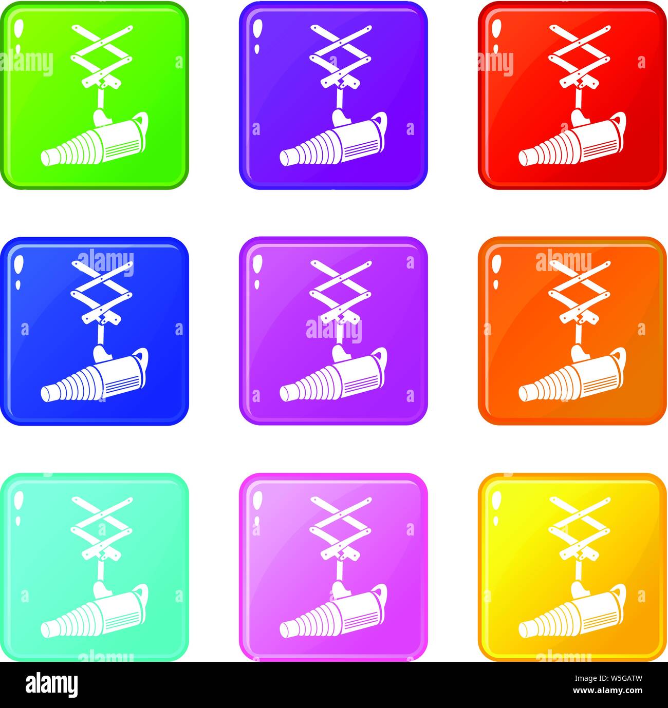 Studio flash with a conical snoot icons set 9 color collection Stock ...