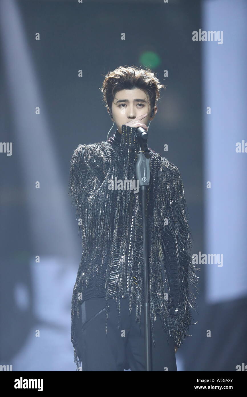 Singer and rapper Cai Xukun of Chinese boy group Nine Percent performs ...