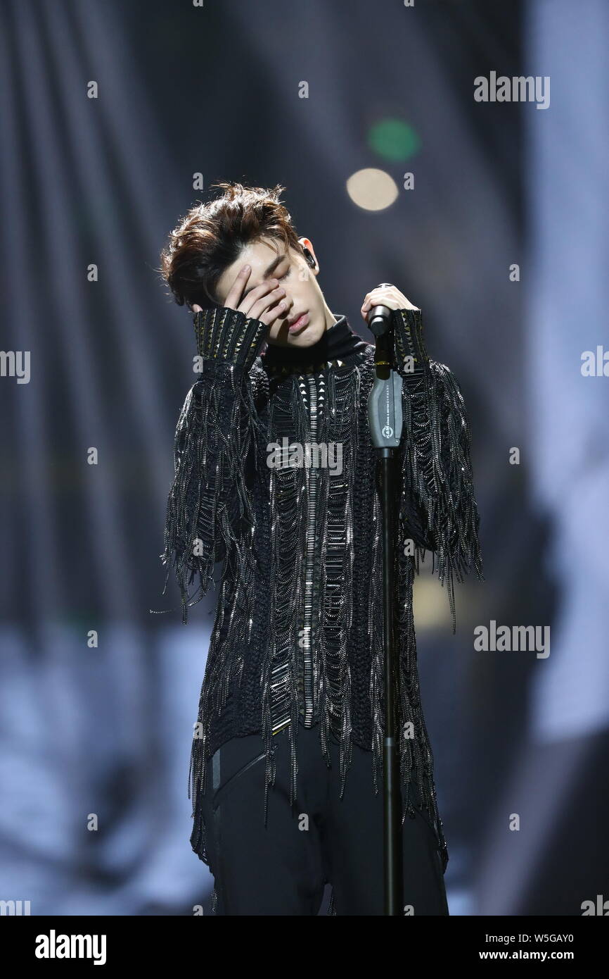 Singer and rapper Cai Xukun of Chinese boy group Nine Percent performs ...