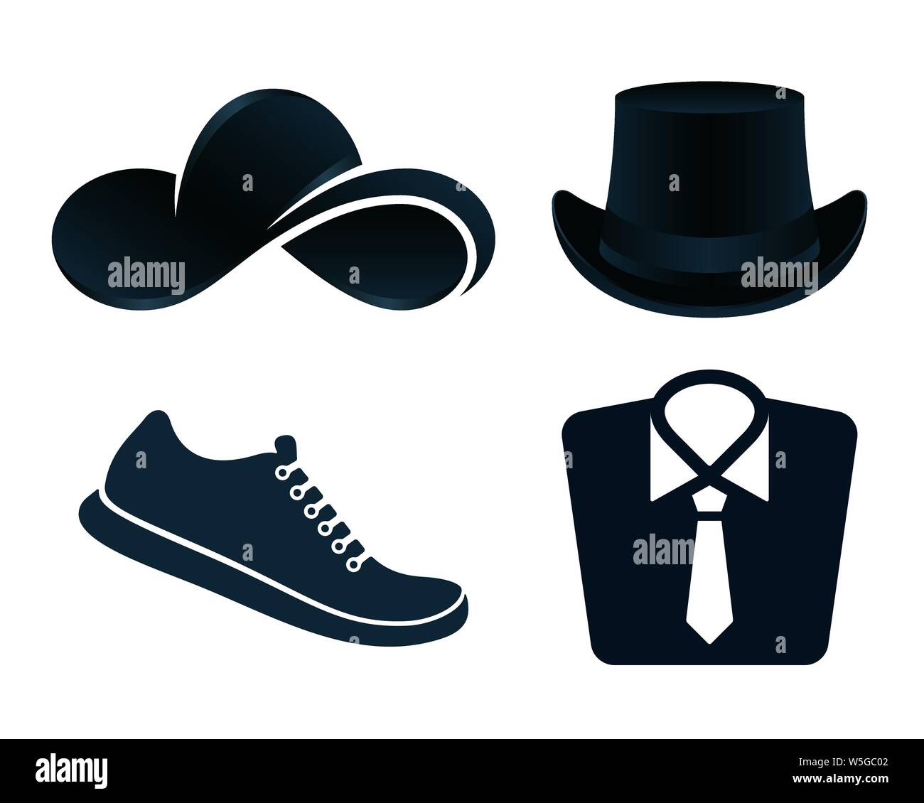 Unisex clothes icons on white background. Apparel vector design Stock ...