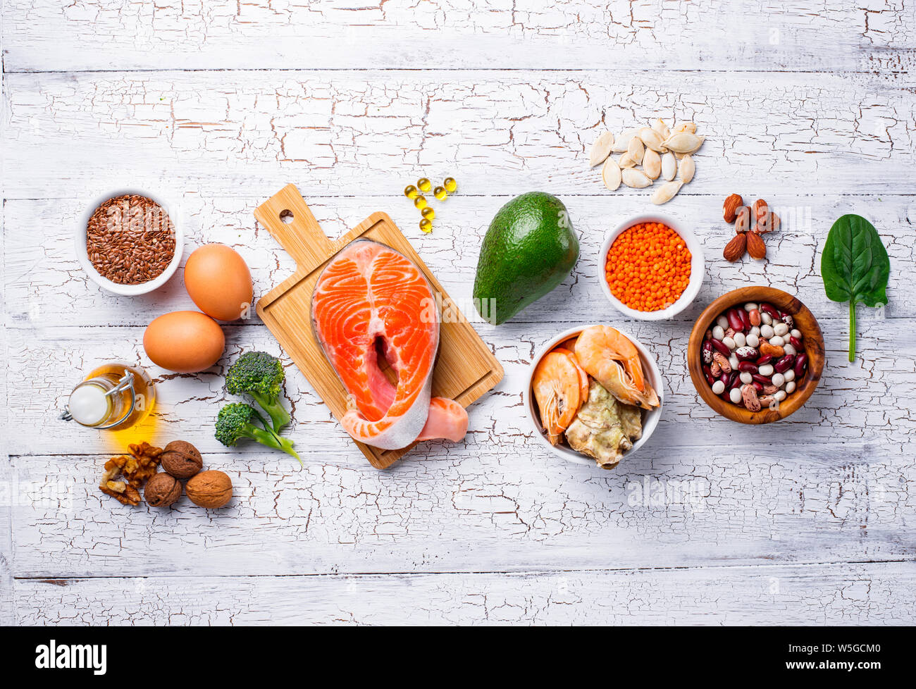 Products sources of Omega-3 acids Stock Photo - Alamy