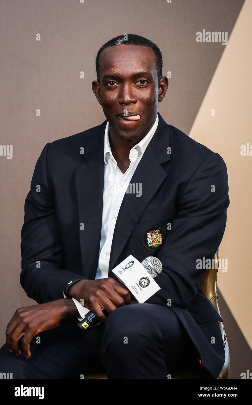 Tobagonian former football player Dwight Yorke attends a press ...