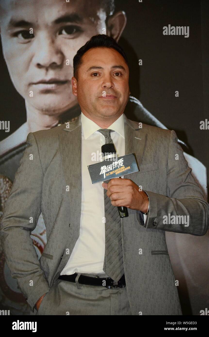American former professional boxer Oscar De La Hoya attends a press ...