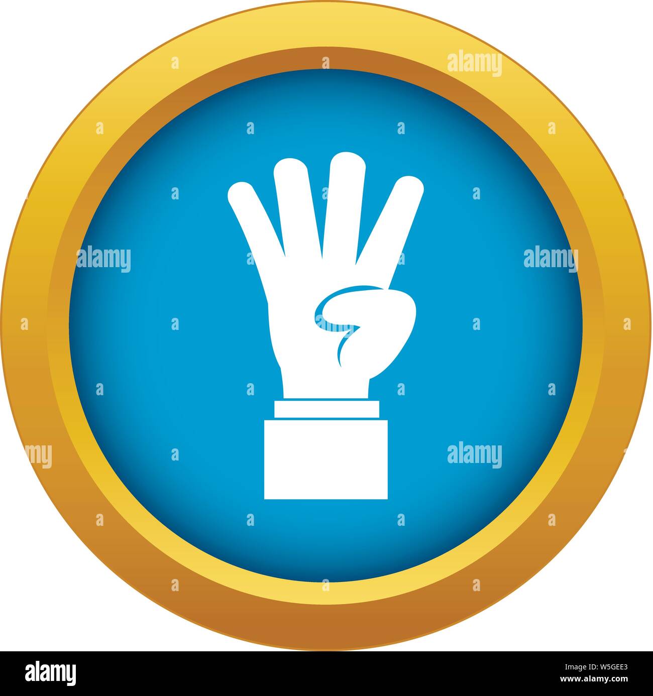 Hand showing number four icon blue vector isolated Stock Vector Image ...