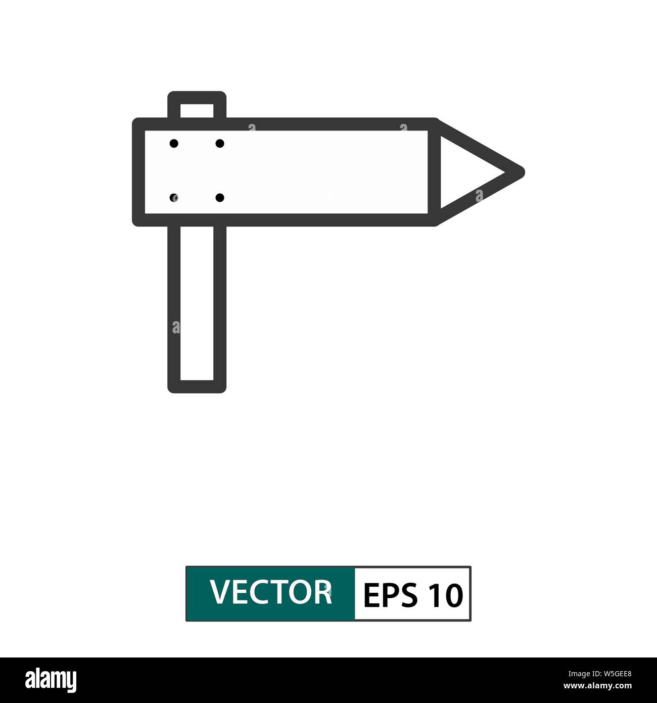 Signpost icon. Outline style. Isolated on white background. Vector illustration EPS 10 Stock ...