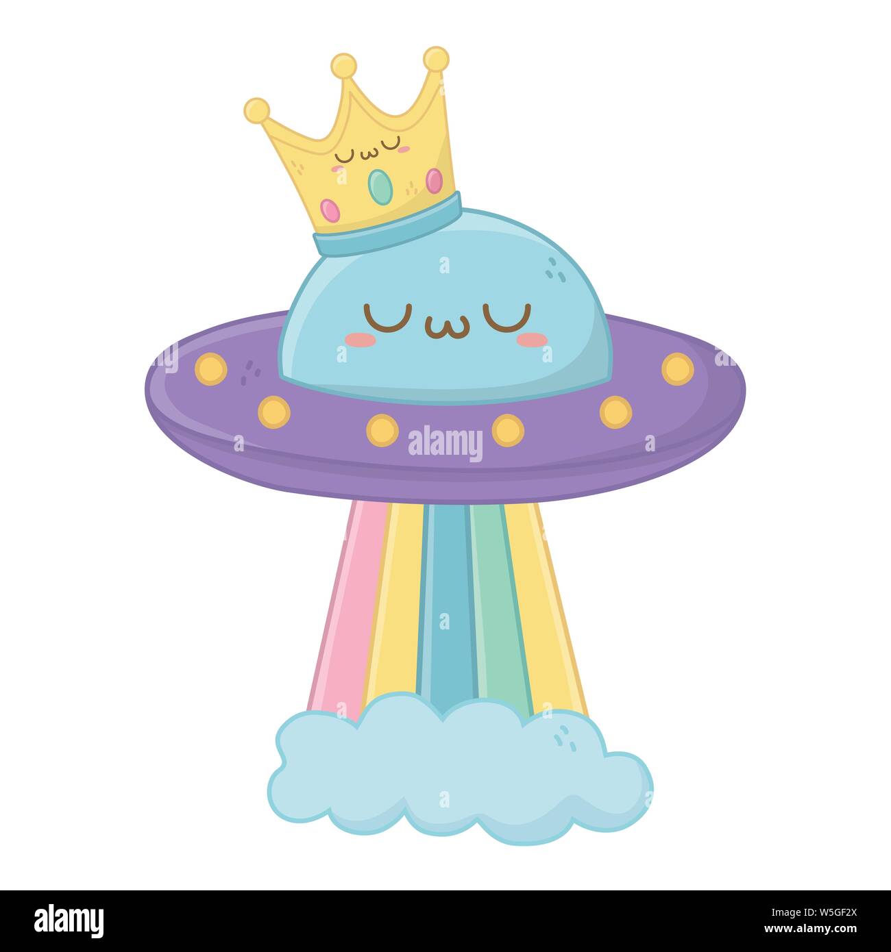 Ufo cartoon design, Kawaii expression cute character funny and emoticon ...