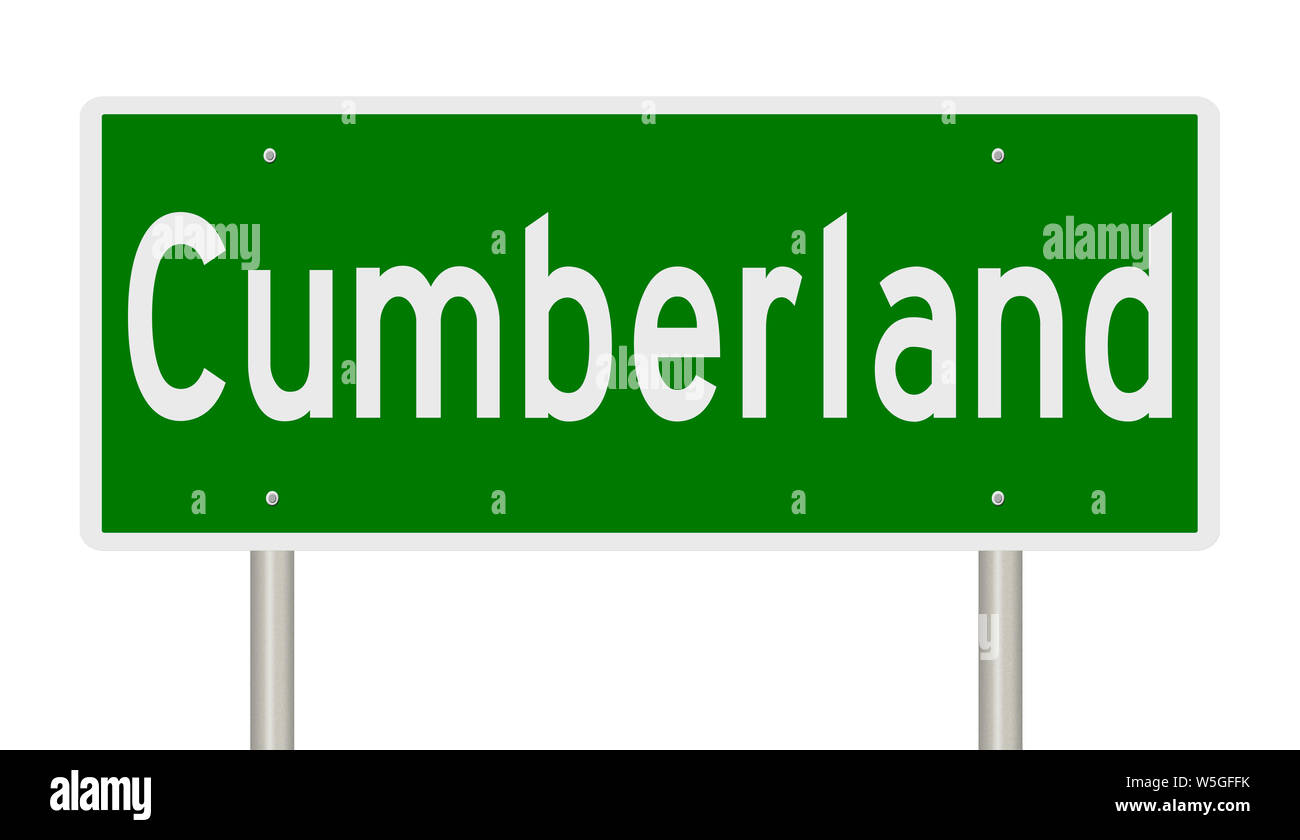 Rendering of a green highway sign for Cumberland Stock Photo - Alamy