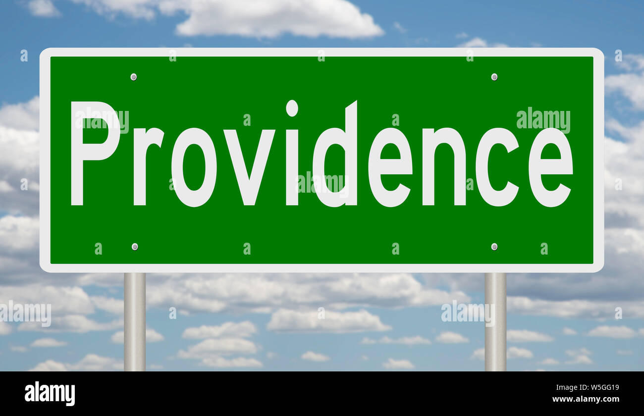 Rendering of a green highway sign for Providence Stock Photo - Alamy