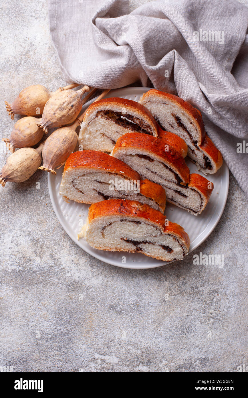 Sweet bread with poppy seeds Stock Photo - Alamy