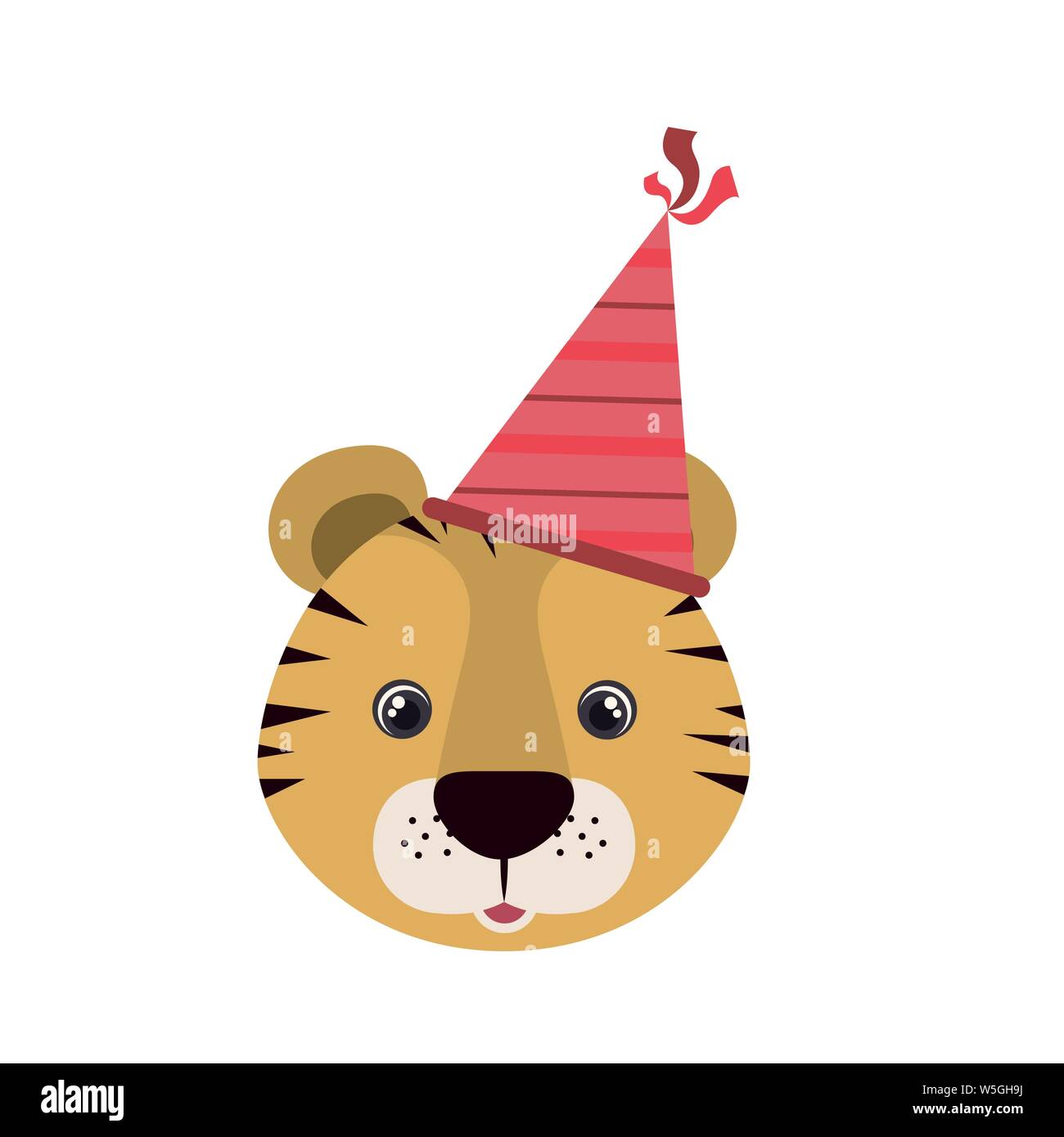 head of tiger with party hat on white background Stock Vector Image ...