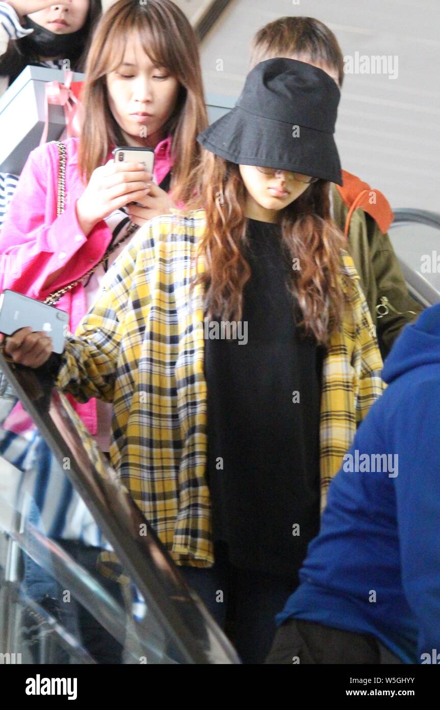 Yang Chaoyue of Chinese teen idol group Rocket Girls 101 arrives at the ...