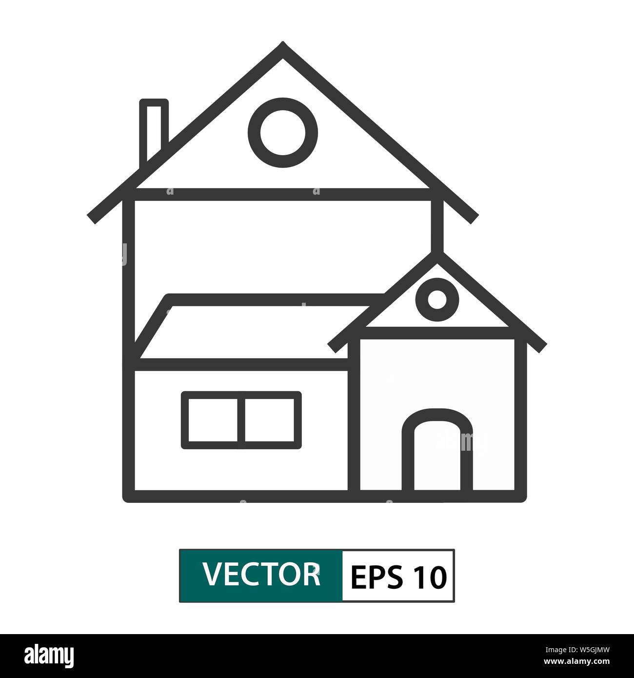 House / home icon. Outline style. Isolated on white background. Vector ...
