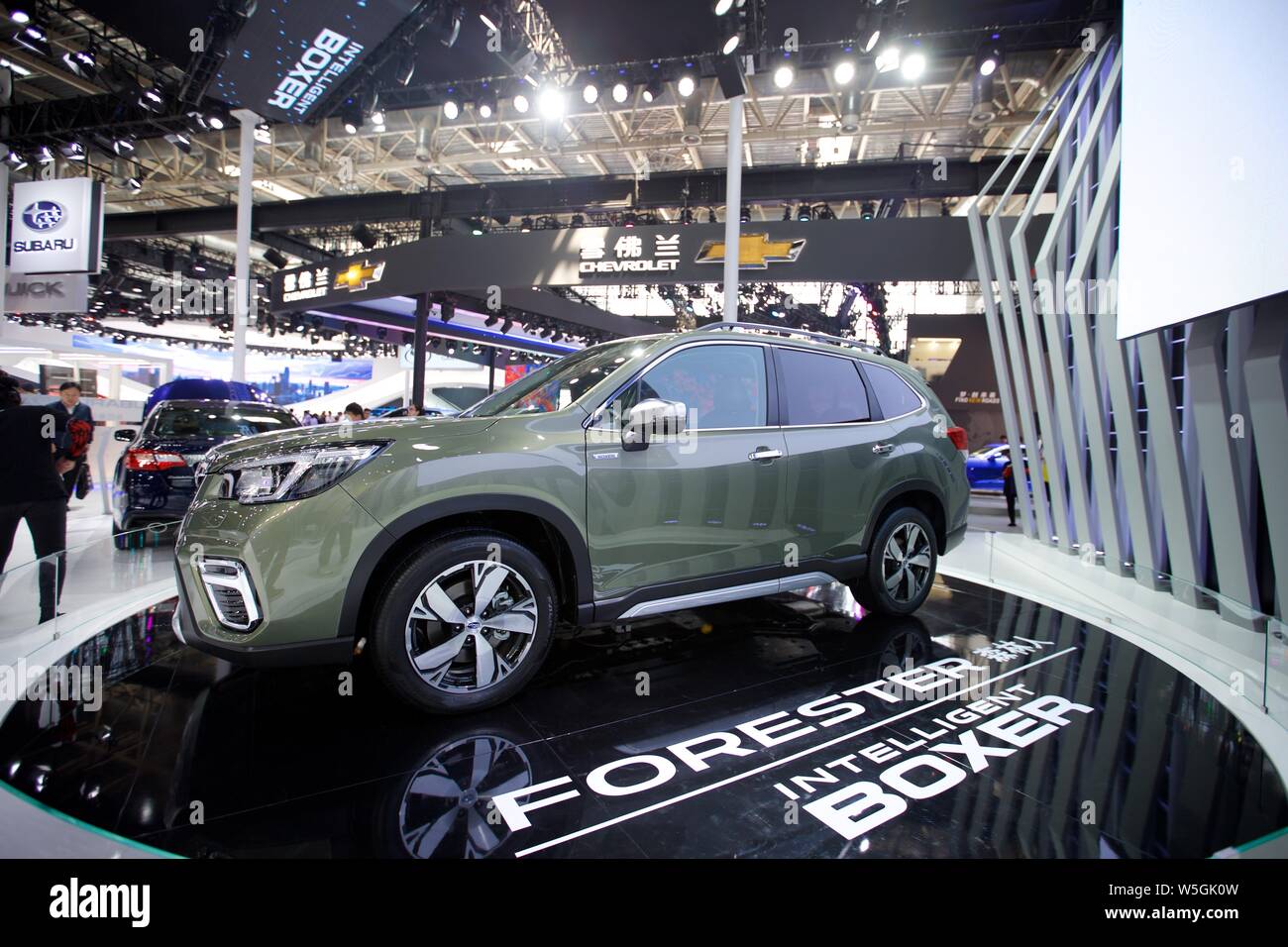 --FILE--An Intelligent Boxer car of Subaru Forester is displayed during ...