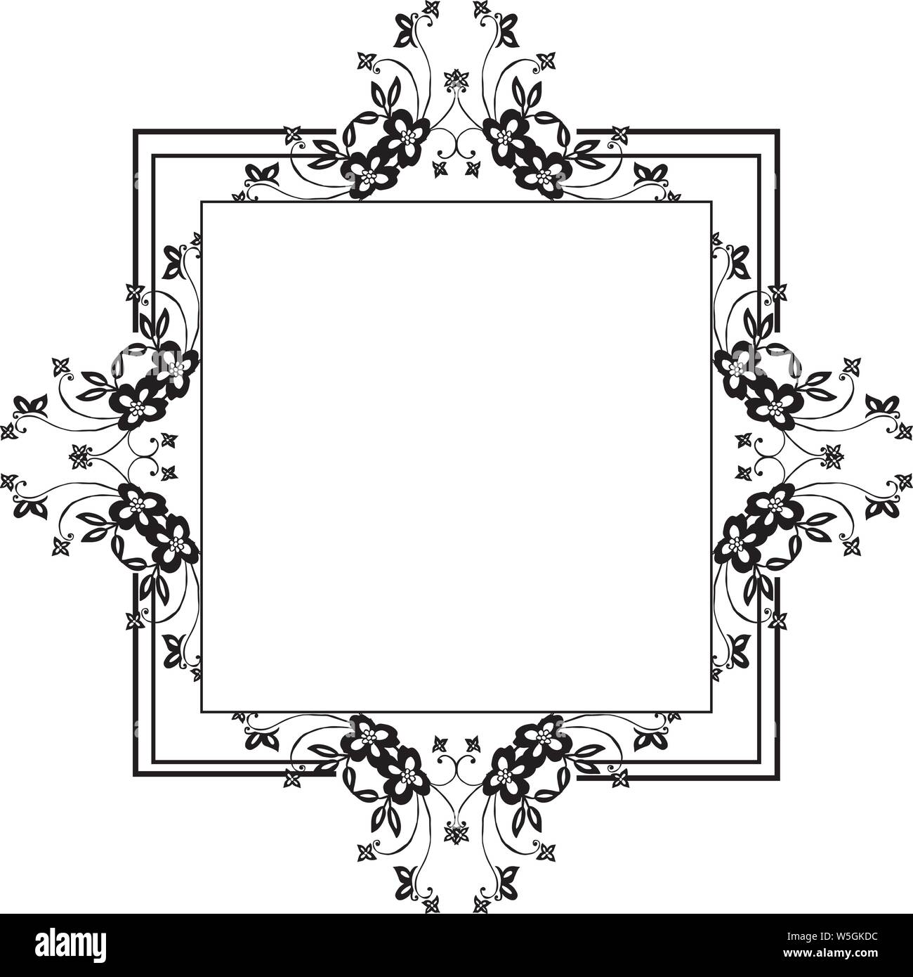 Template of invitation card, shape flower frame unique. Vector ...