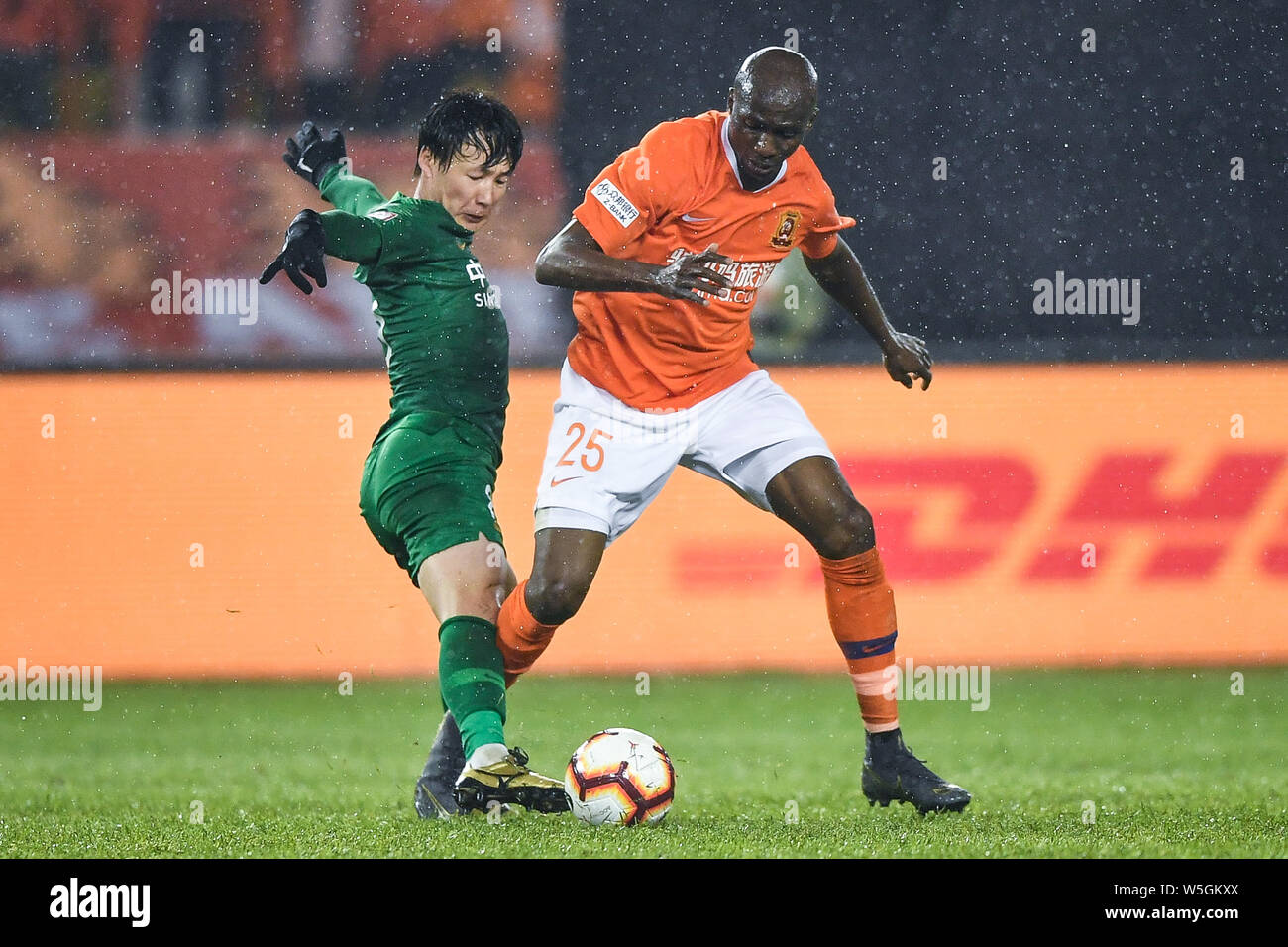 Cameroonian football player Stephane Mbia Etoundi of Wuhan Zall F.C ...