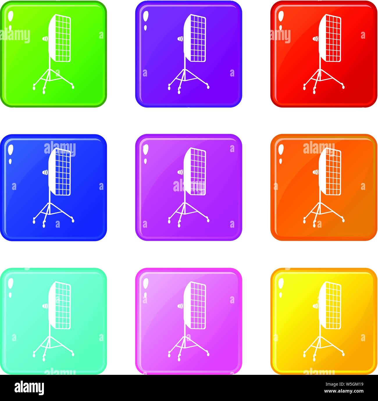 Photographic studio equipment icons set 9 color collection Stock Vector ...