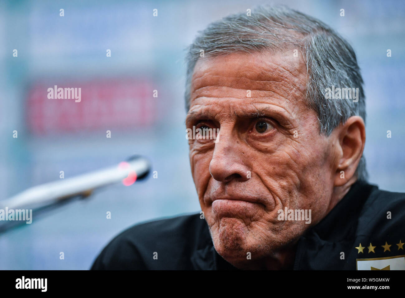 Head coach Oscar Tabarez of Uruguay national football team attends a ...