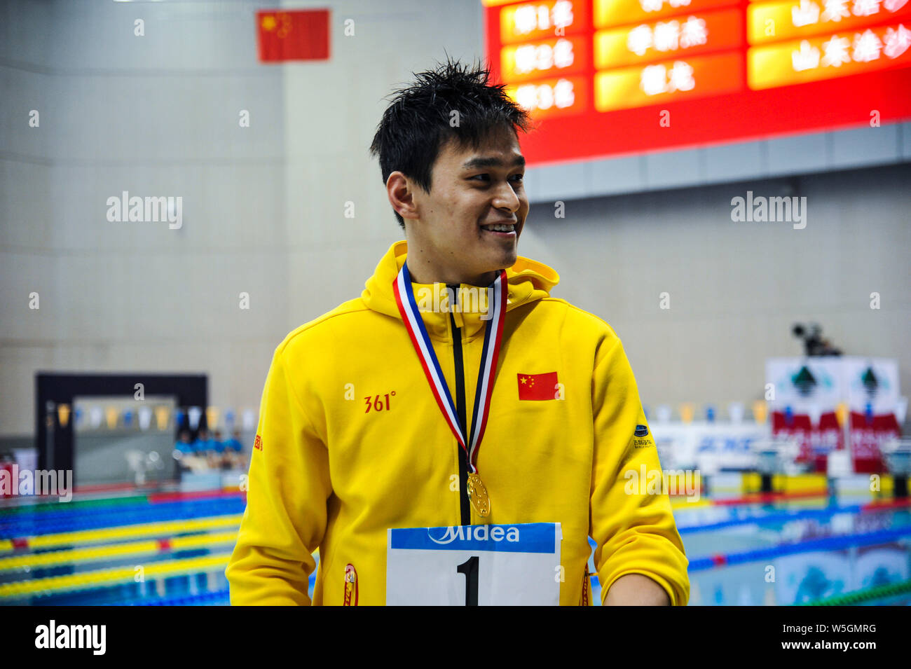 Chinese swimming Olympic champion Sun Yang attends the the award ...