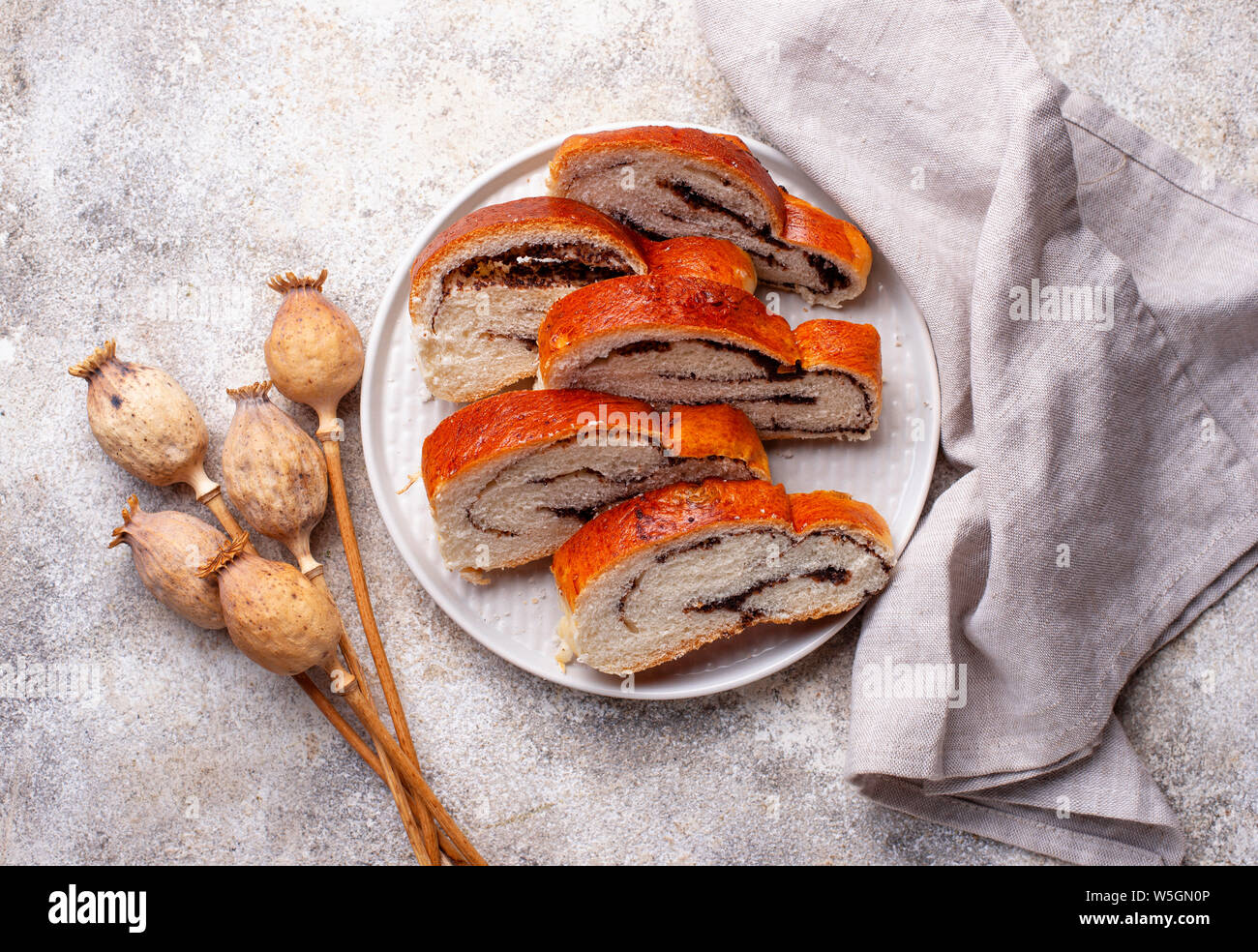 Sweet bread with poppy seeds Stock Photo - Alamy