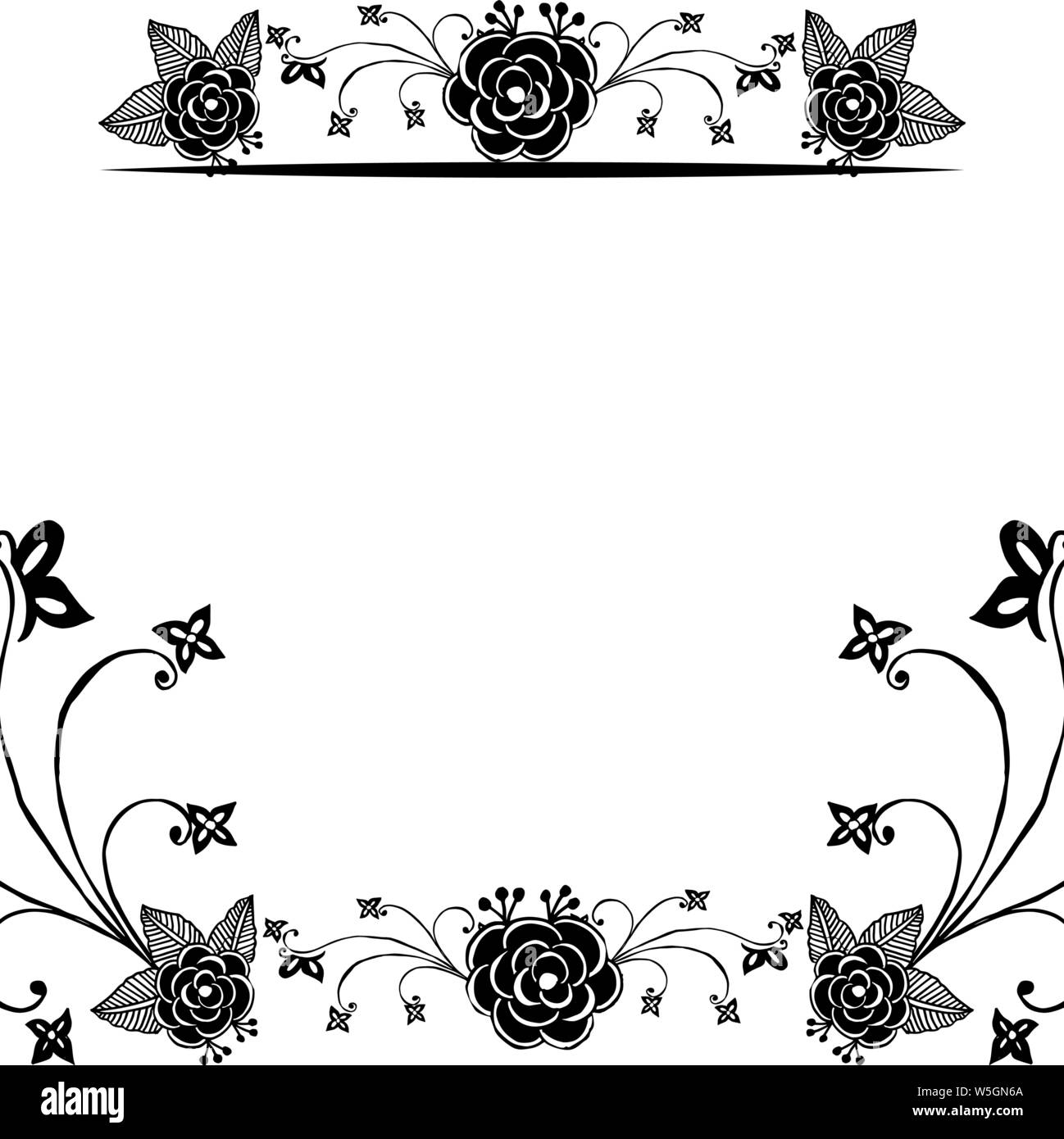Flower Frames Design Black And White Png