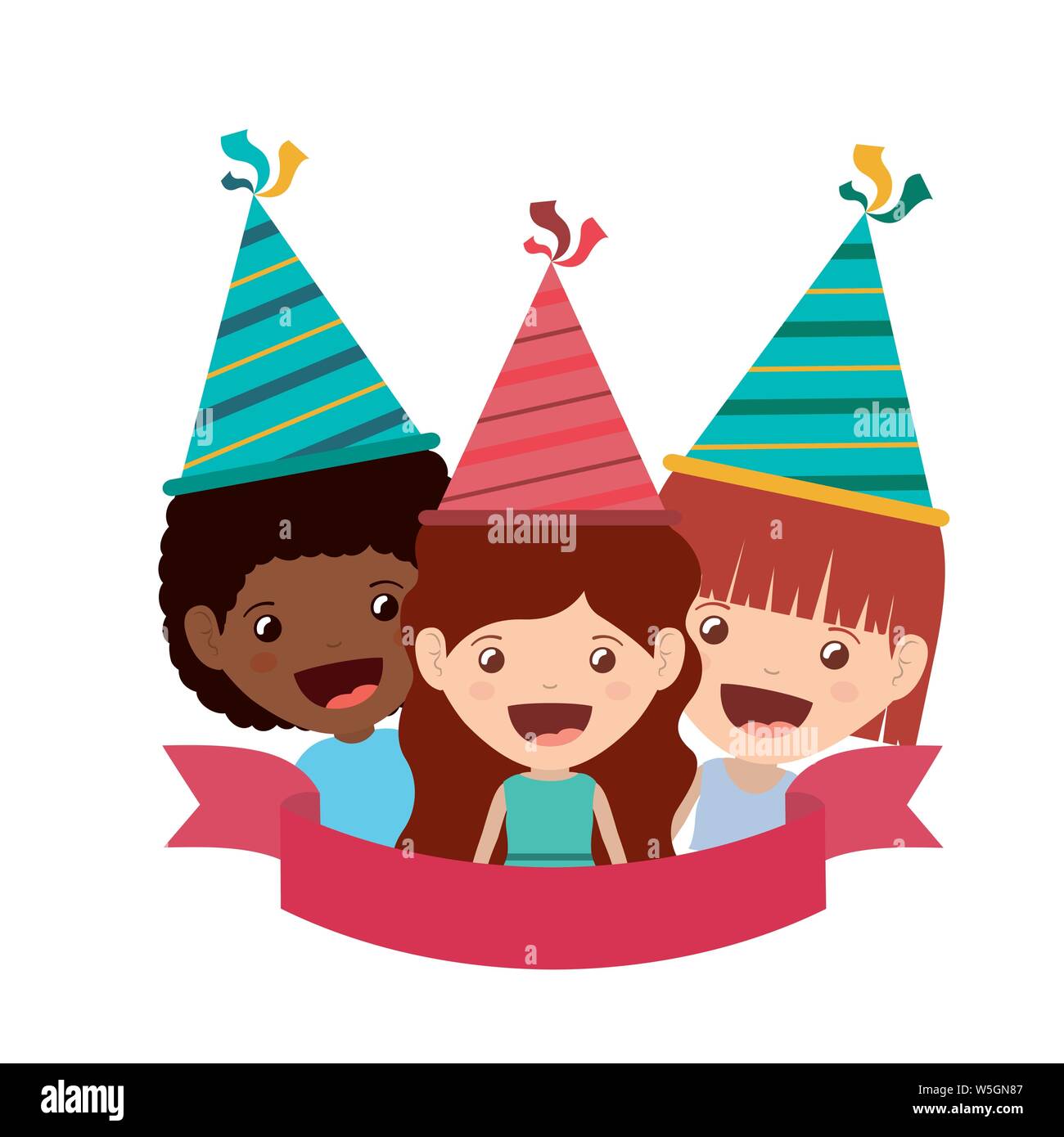 group of children in birthday celebration avatar character Stock Vector ...