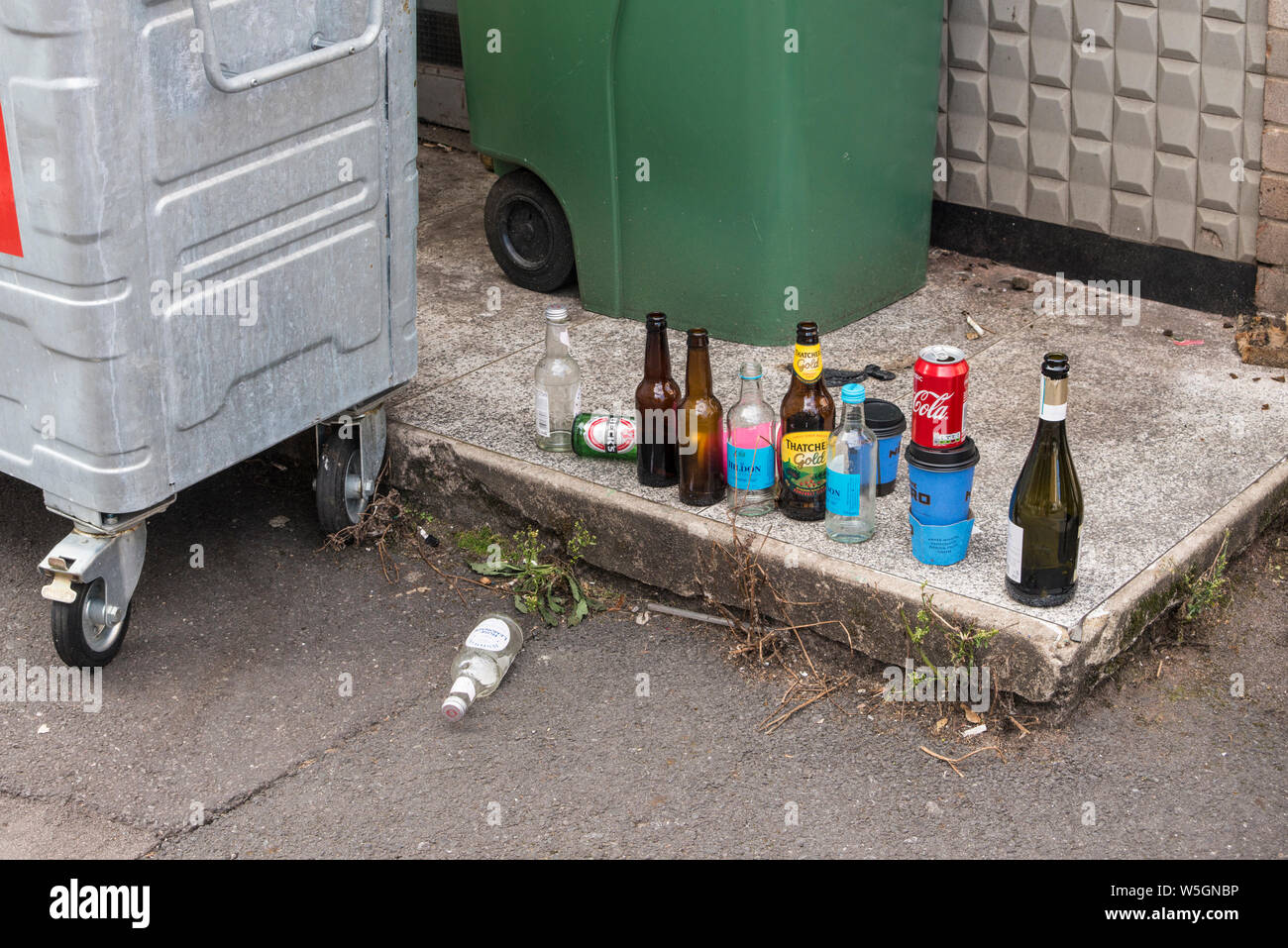 Inconsiderate discard of drink bottle on stree, Bristol, UK Stock Photo ...