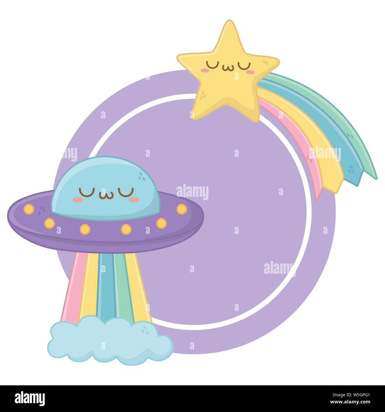 Ufo cartoon design, Kawaii expression cute character funny and emoticon ...