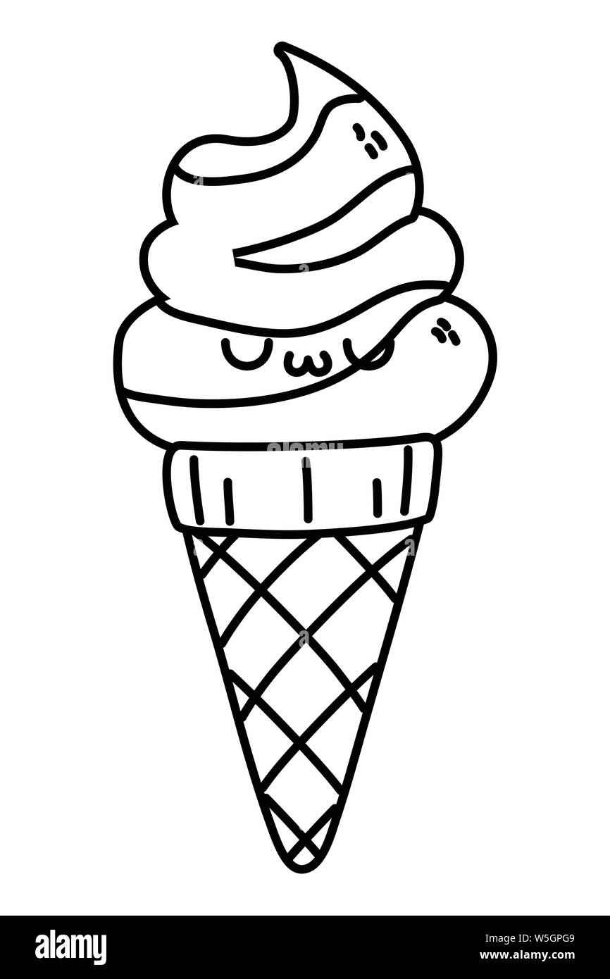 Ice cream cartoon design, Kawaii expression cute character funny and ...