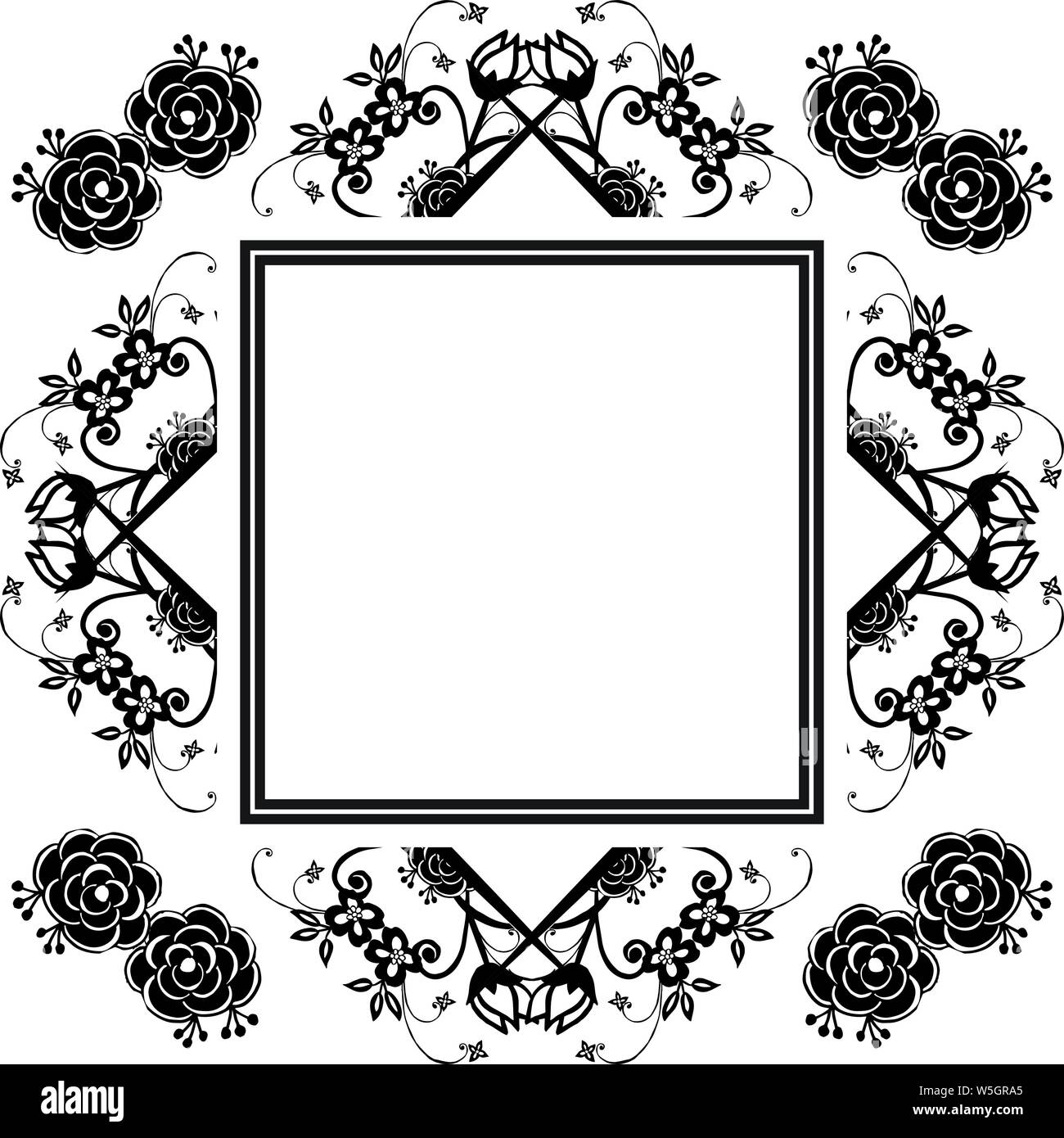 Design vintage frame, various flower, ornate wallpaper of card. Vector ...