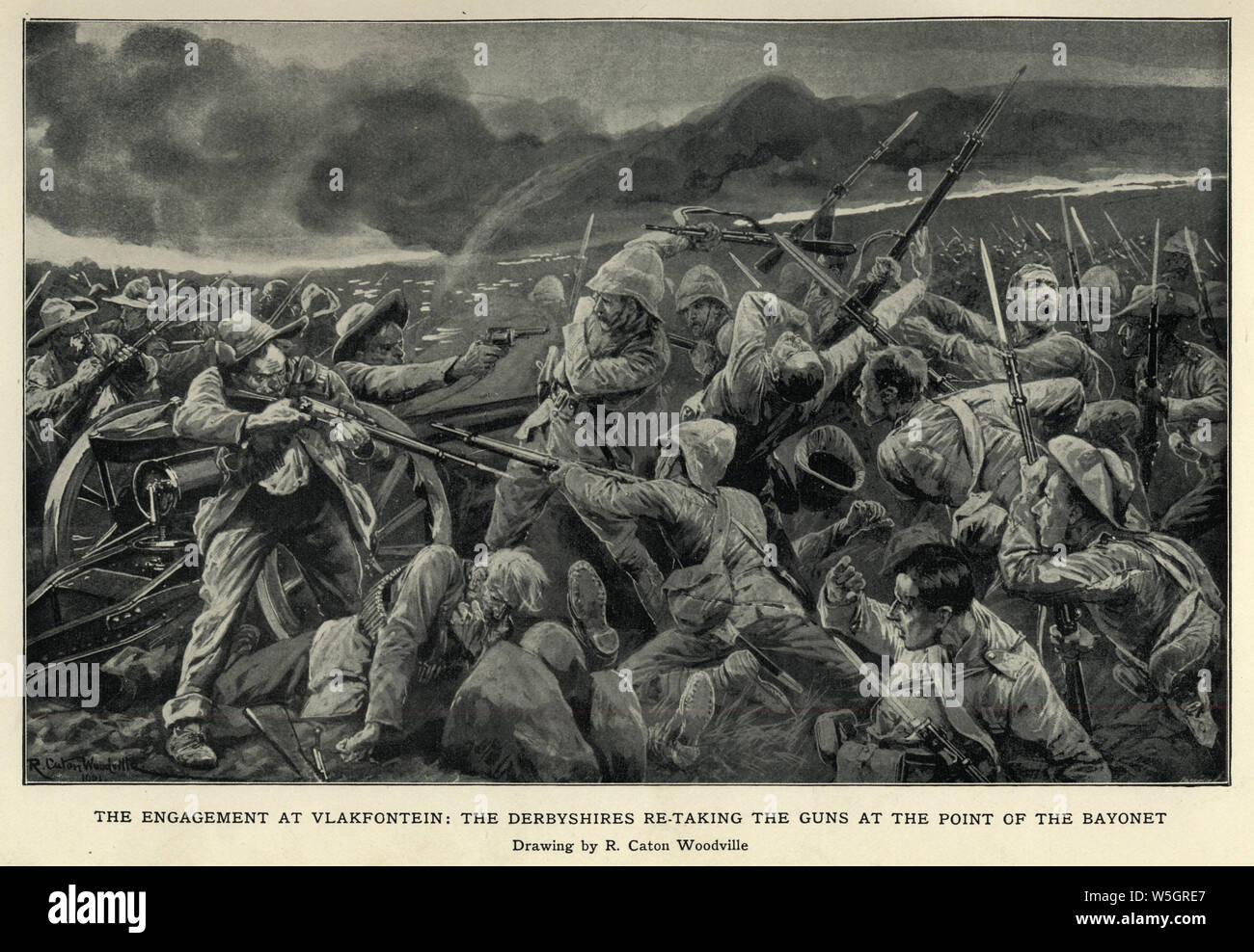 Second Boer War, Battle at Vlakfontein, Derbyshires re-taking the guns ...