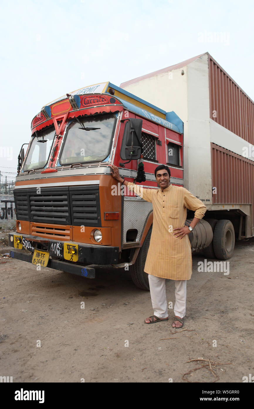 Happy indian truck driver hi-res stock photography and images - Alamy