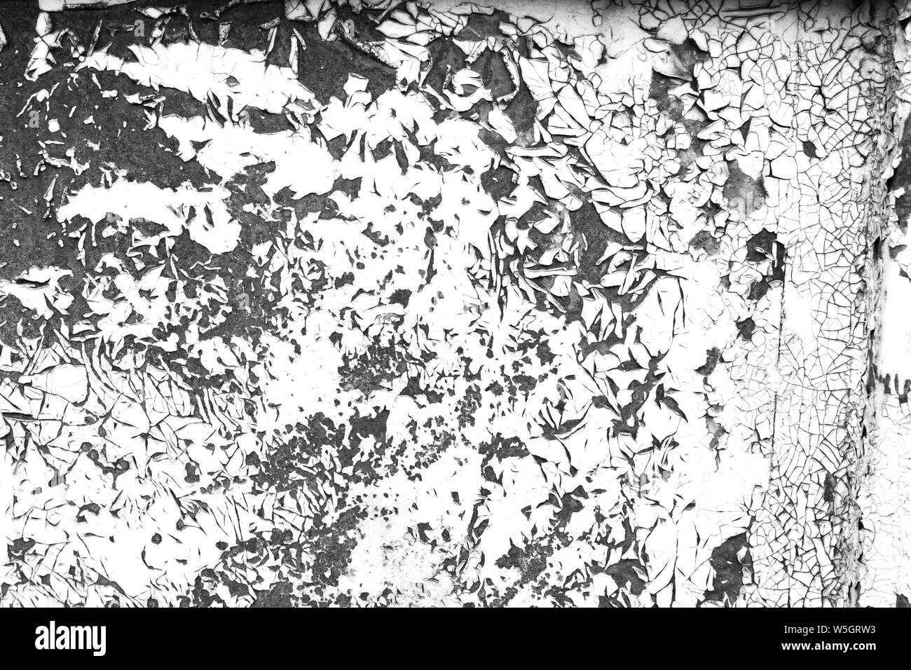 Weathered cracked paint contrast black and white texture background ...