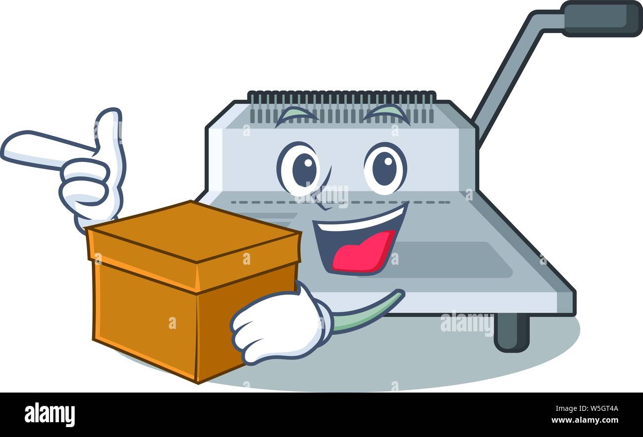 With box binding machine in the cartoon shape vector illustration Stock ...