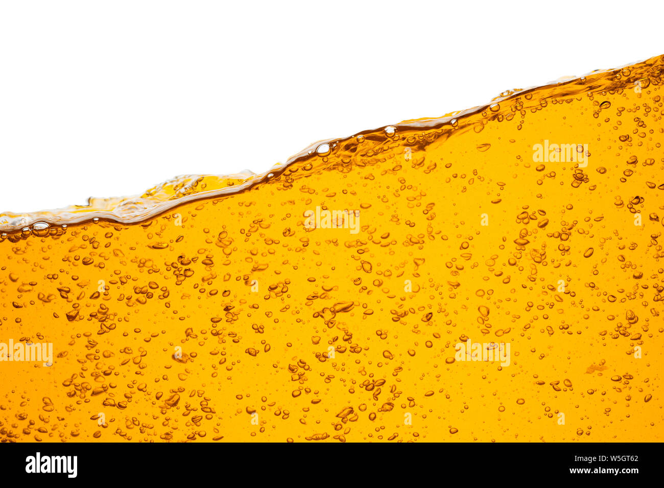 Orange water line with bubbles isolated on a white background Stock ...