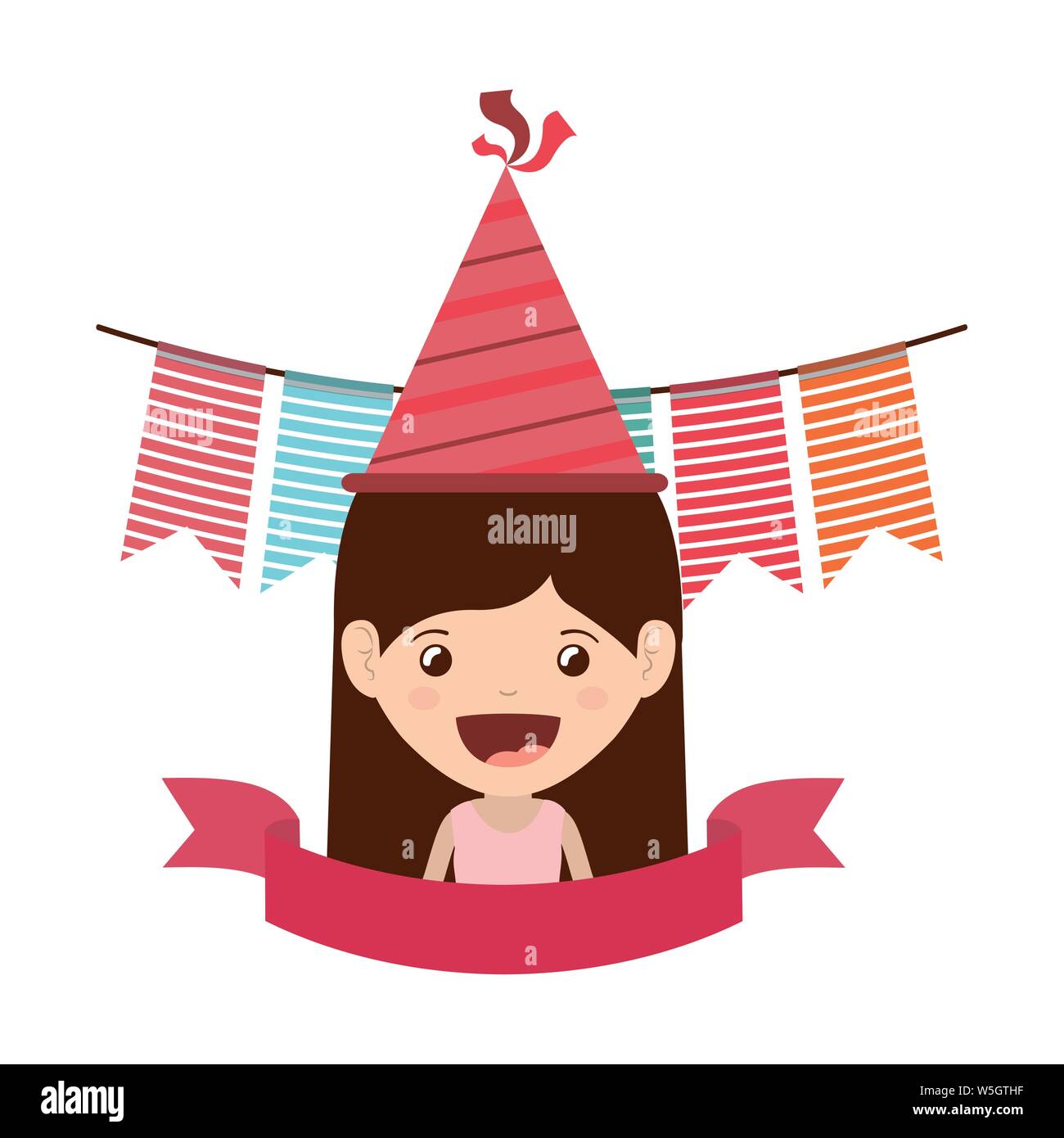 girl with party hat in birthday celebration Stock Vector Image & Art ...