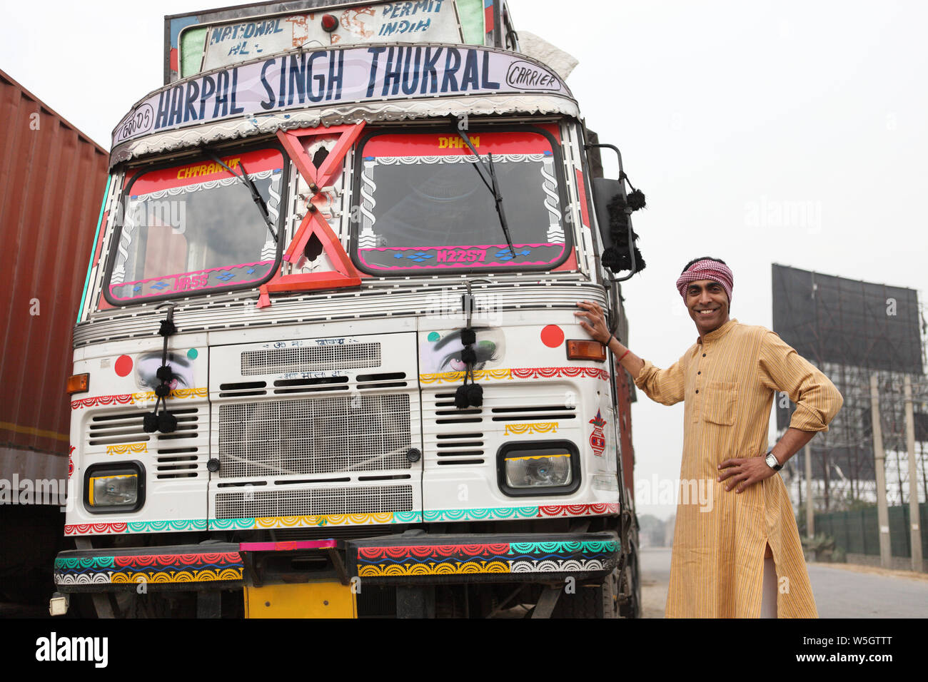 Happy indian truck driver hi-res stock photography and images - Alamy