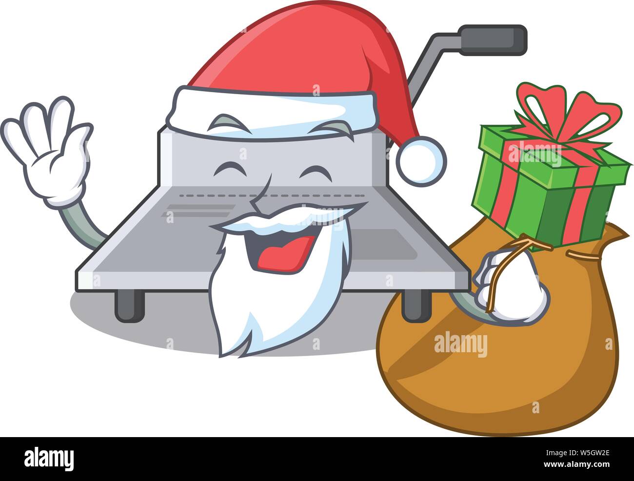 Santa with gift binding machine a in the character vector illustration ...