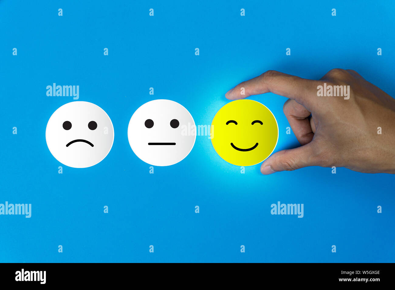 Conceptual the customer responded to the survey. The client using hand ...