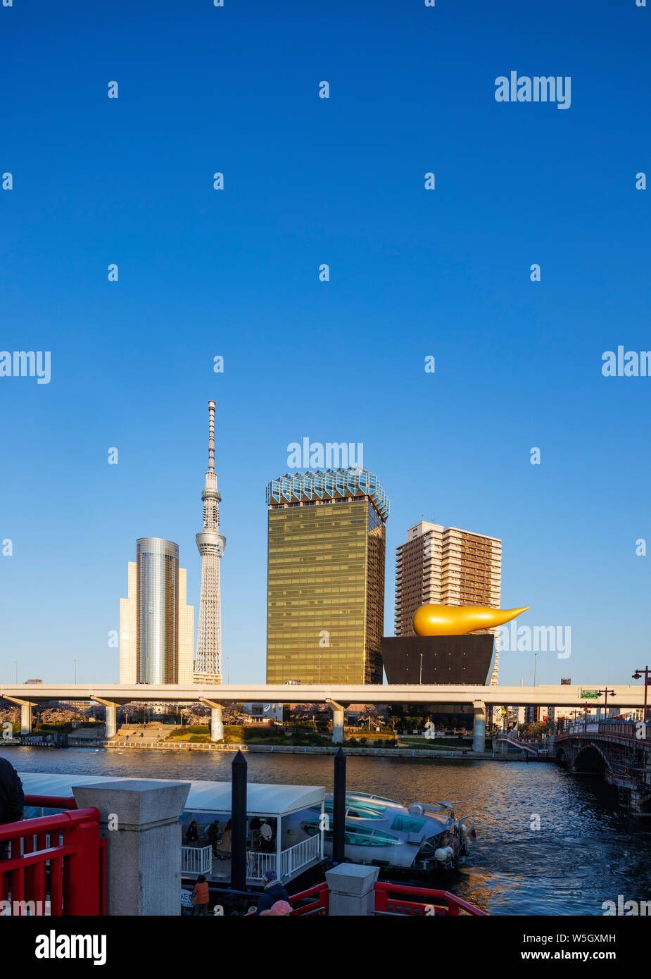 Tokyo Sky Tree Tower and Asahi beer Golden Flame (Golden Turd), Asakusa ...