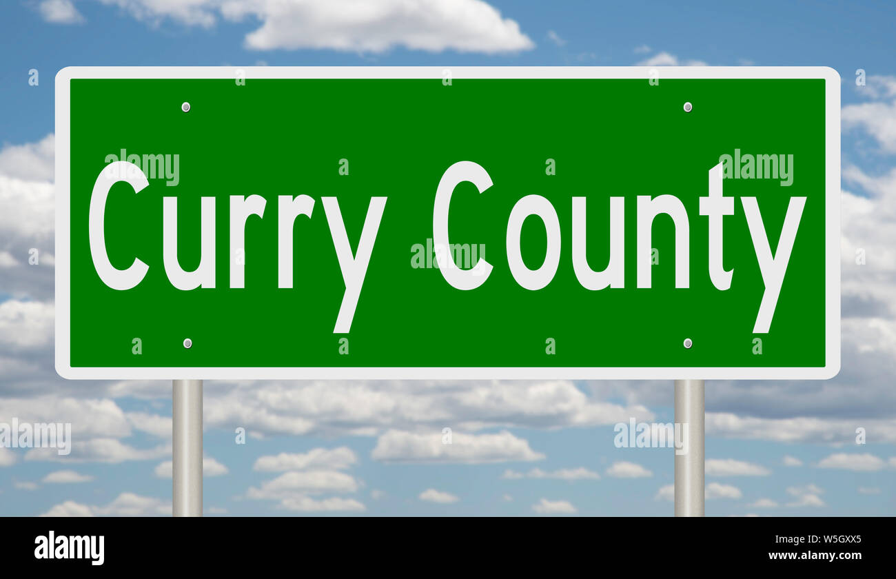 Rendering of a green highway sign for Curry County Stock Photo - Alamy