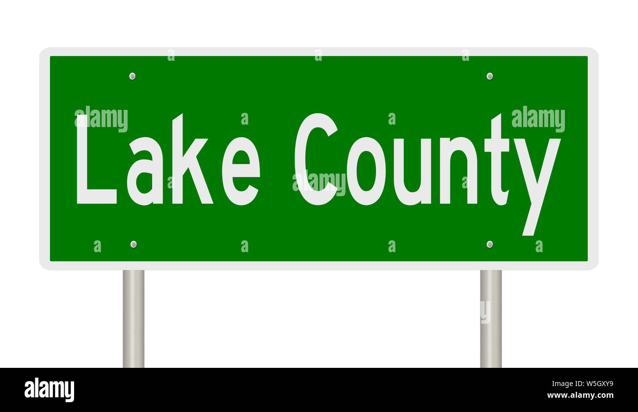 Rendering of a green highway sign for Lake County Stock Photo - Alamy