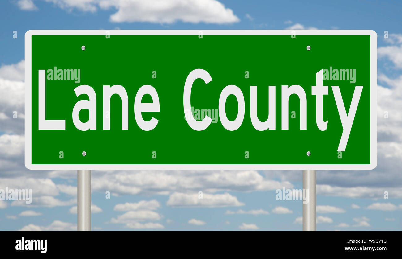 Rendering of a green highway sign for Lane County Stock Photo - Alamy
