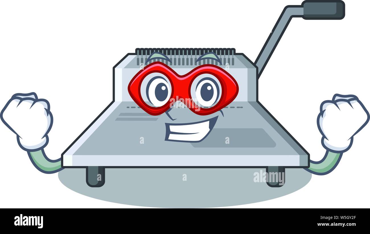 Super hero binding machine in the cartoon shape vector illustration ...