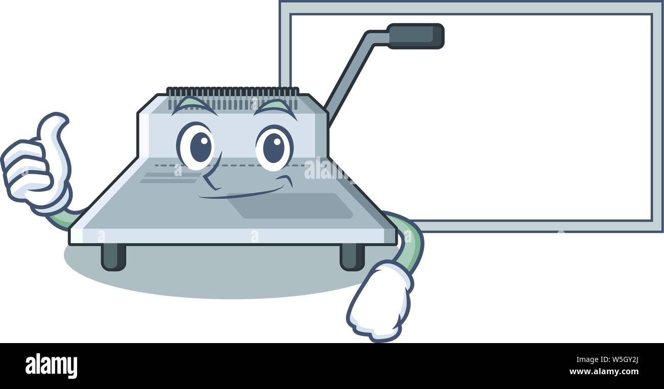 Thumbs up with board binding machine isolated in the mascot vector ...