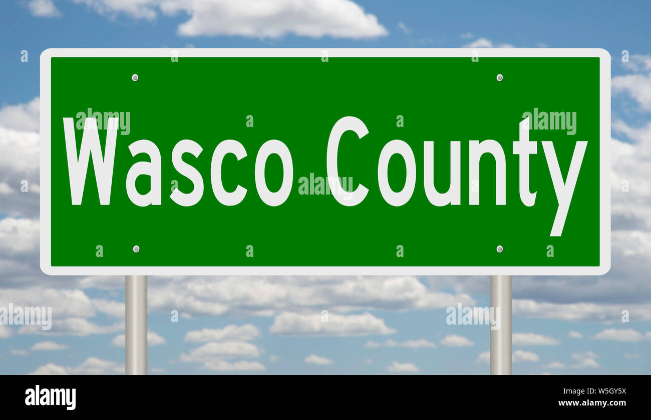 Rendering of a green highway sign for Wasco County Oregon Stock Photo ...