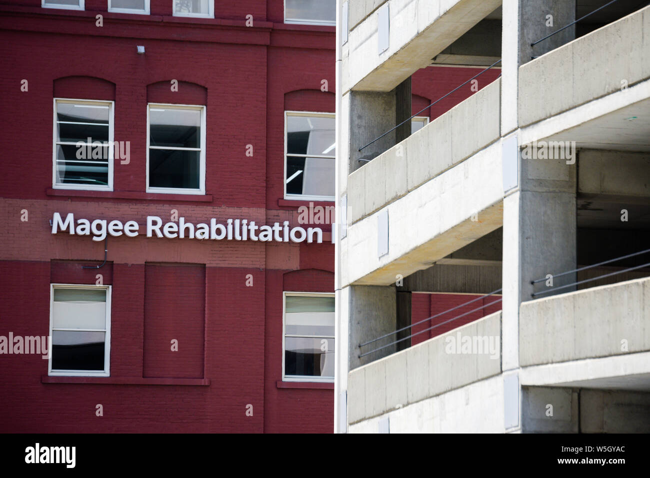 Philadelphia, Pennsylvania / USA. A painted building facade belonging ...